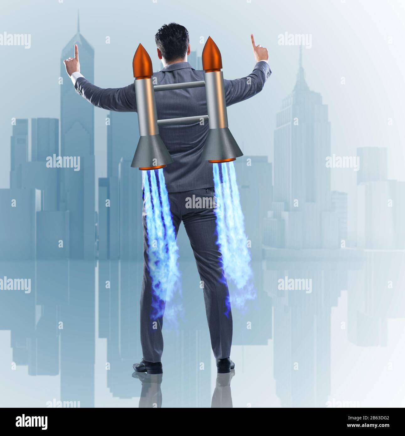 The businessman with jet pack in business concept Stock Photo - Alamy