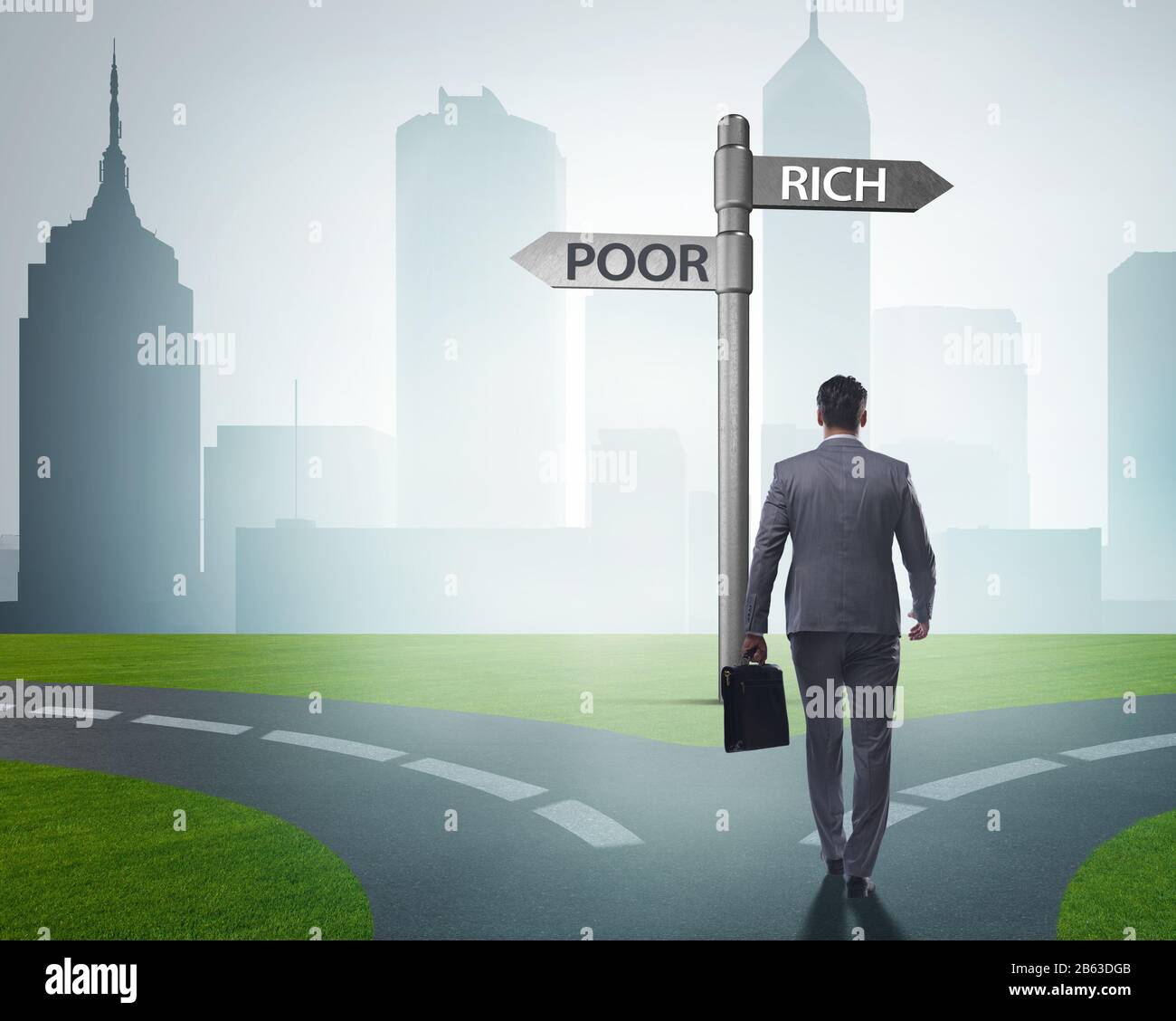 The businessman in difficult choice concept Stock Photo - Alamy