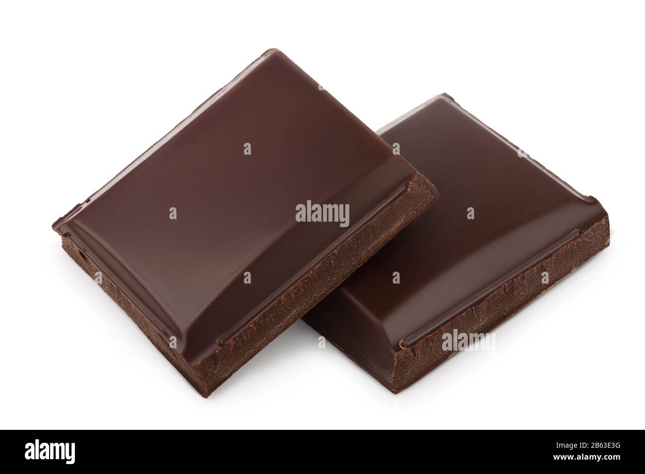 Small dark chocolate pieces isolated on white background with clipping ...