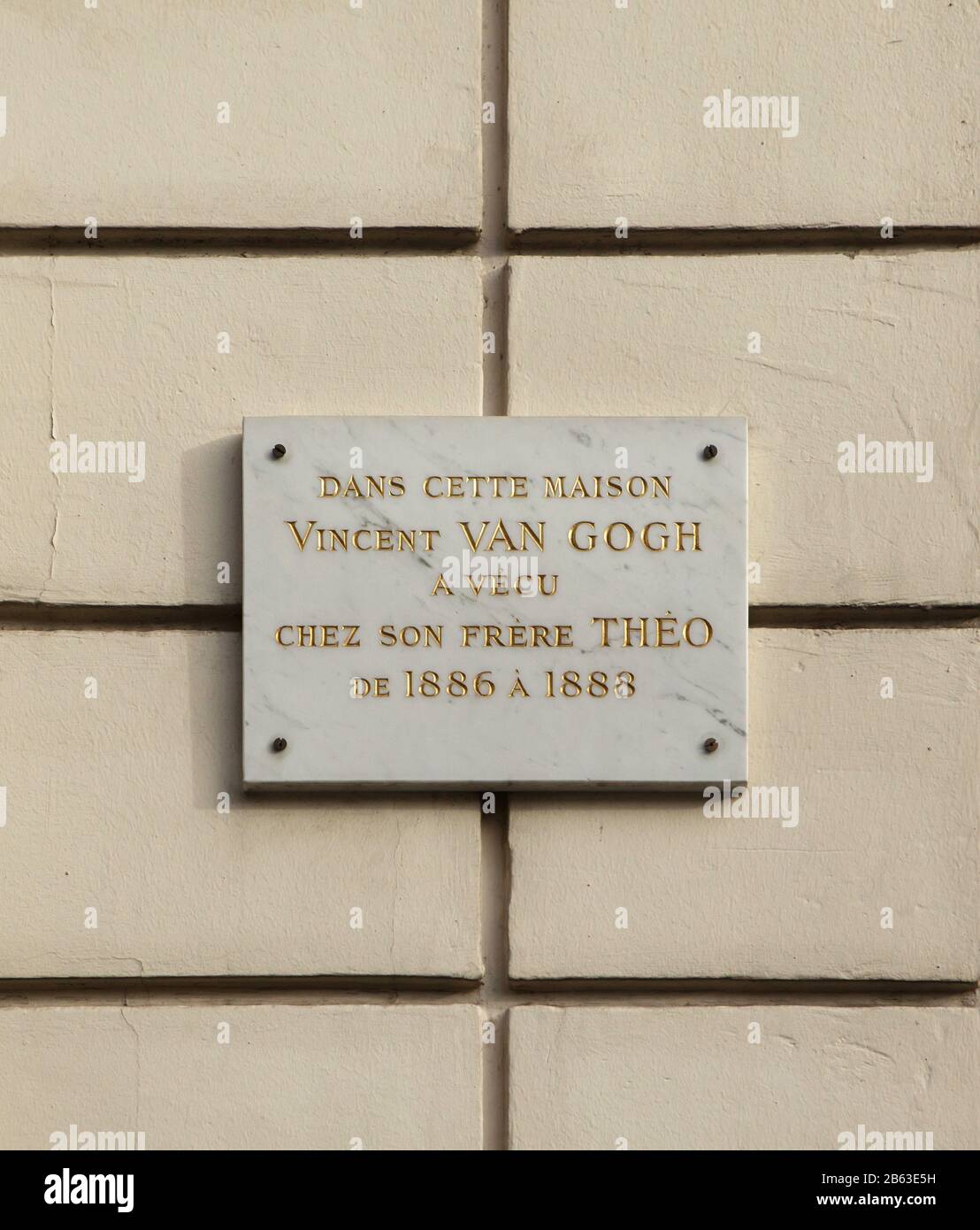 Commemorative tablet on the house where Vincent van Gogh lived together ...