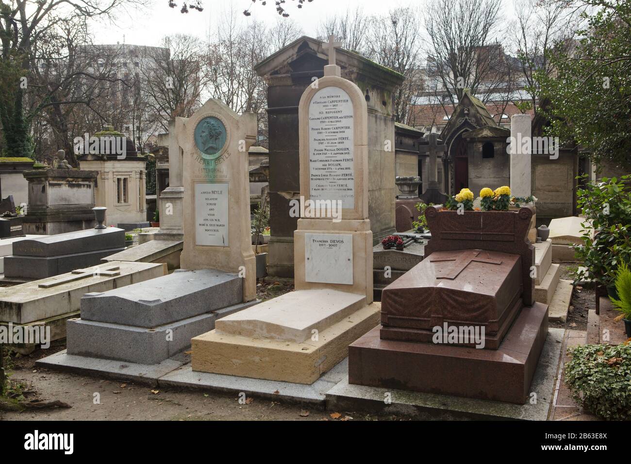 Grave of French novelist Marie-Henri Beyle, better known as Stendhal ...