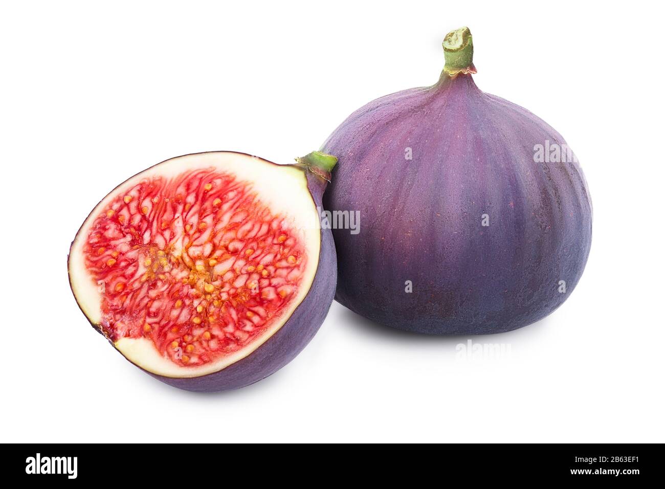 Fresh fig fruit and half isolated on white background Stock Photo - Alamy