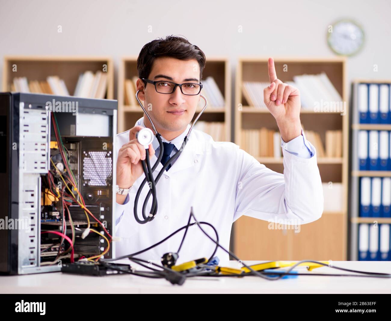 The it technician repairing broken pc desktop computer Stock Photo - Alamy