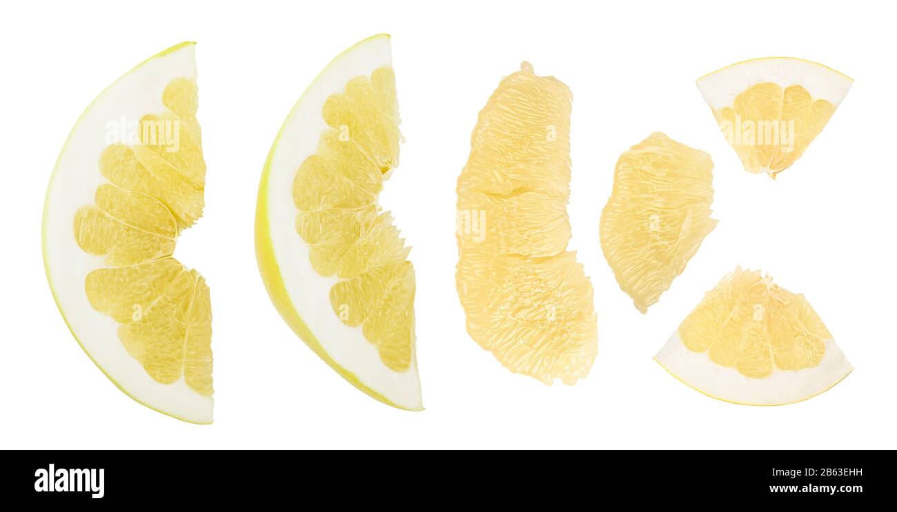 slice of pomelo isolated on white background. Top view. Flat lay Stock ...