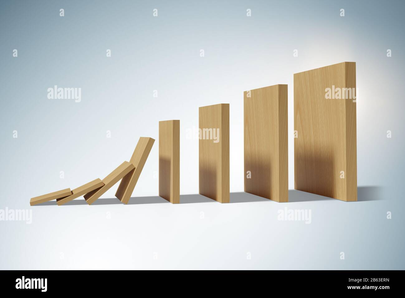 Domino effect concept - 3d rendering Stock Photo - Alamy