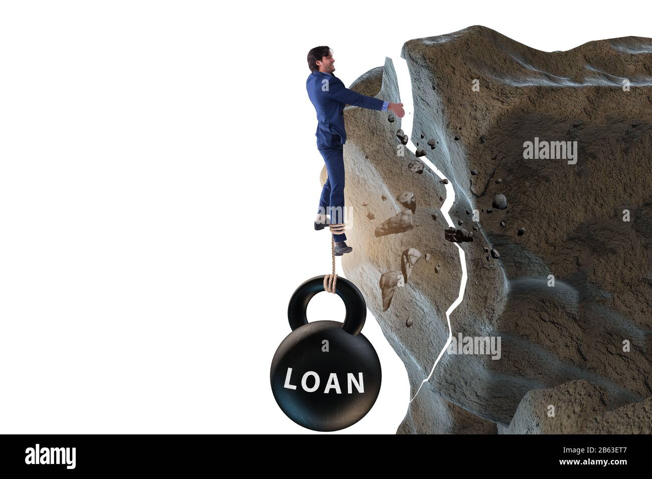 Concept of debt and load with businessman Stock Photo - Alamy