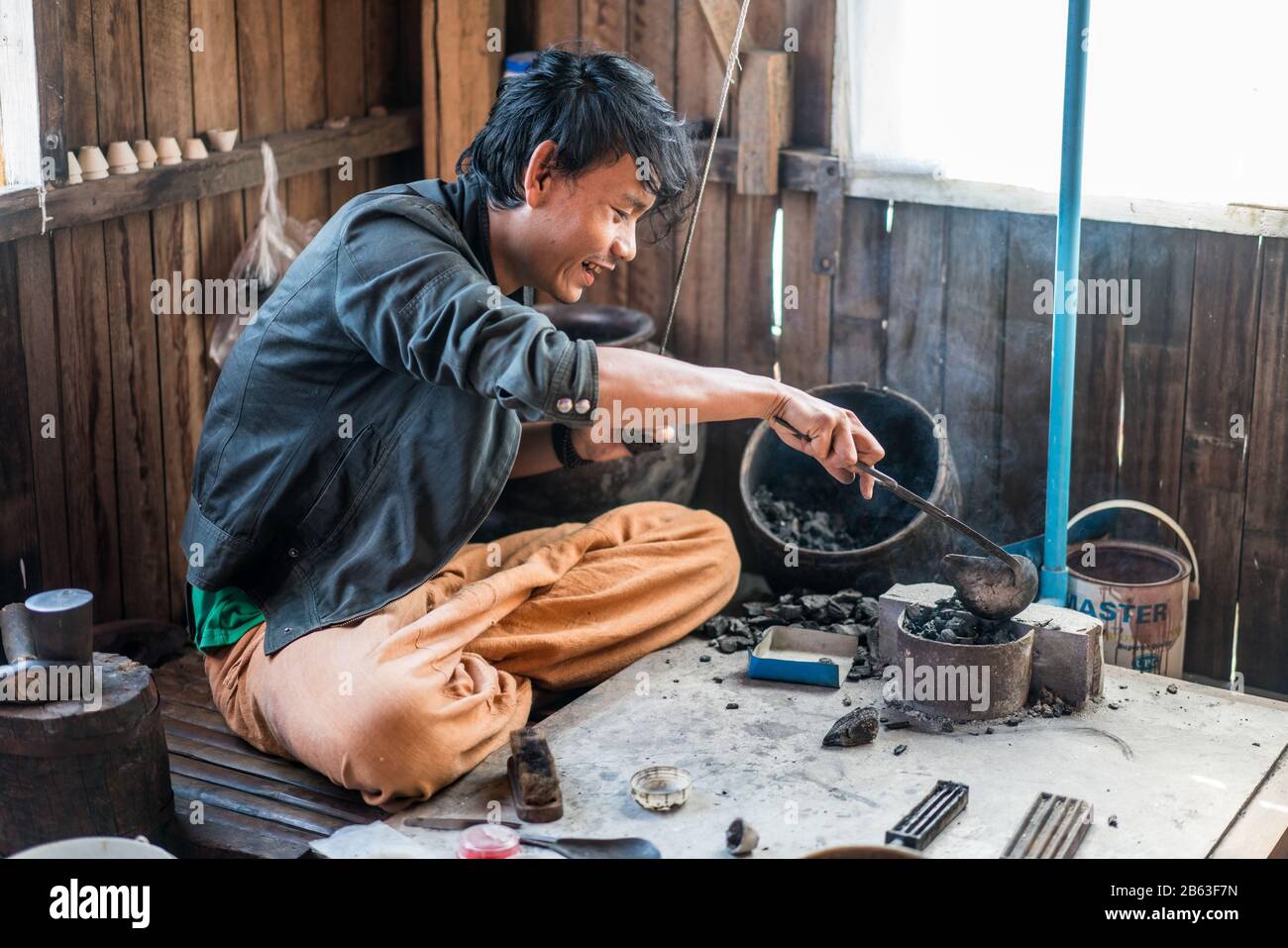 Silver factory, Inle lake, Myanmar, Asia Stock Photo - Alamy