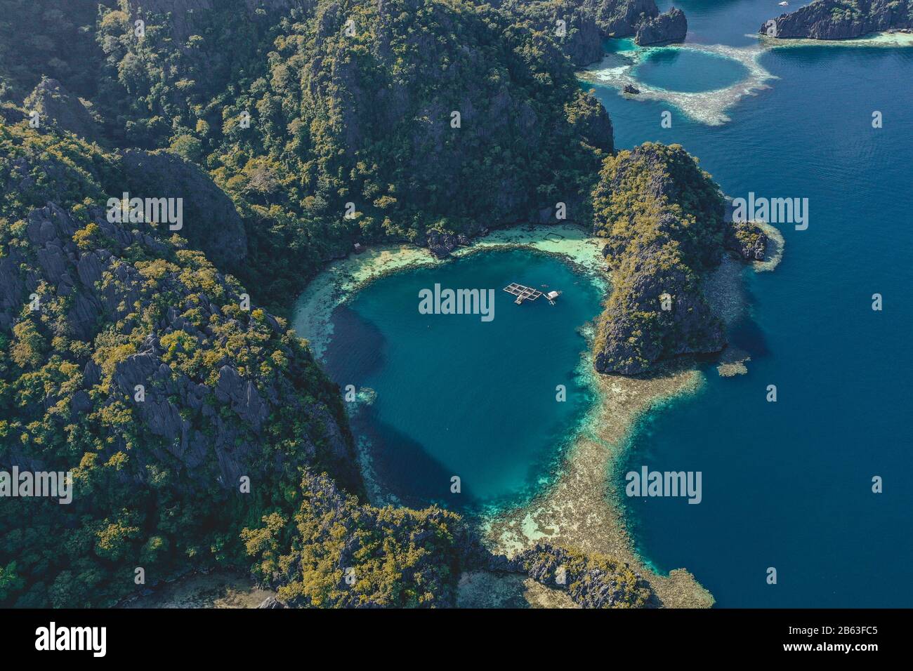 Aerial view of the Twin Lagoon in coron island, Palawan, Philippines ...