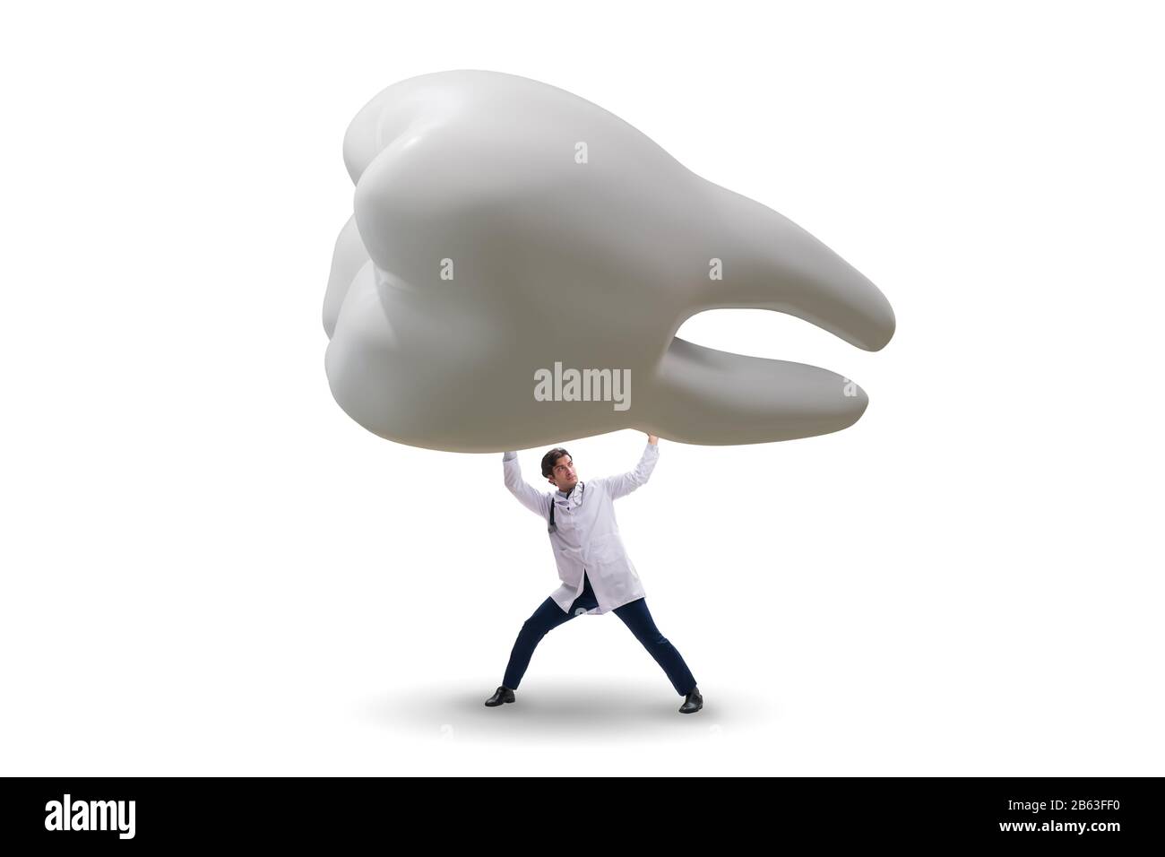 Doctors examining giant tooth in dental concept Stock Photo - Alamy