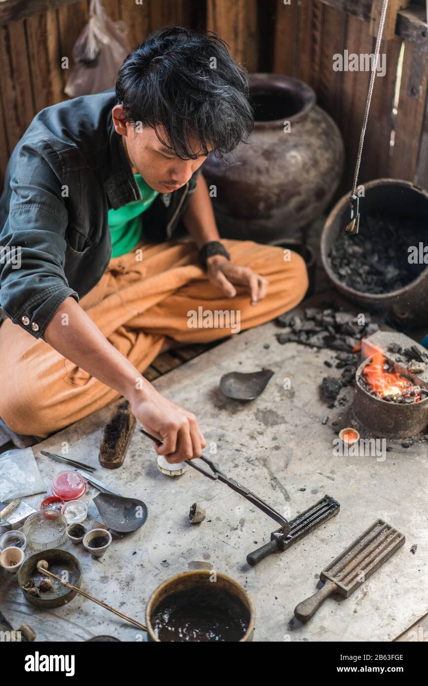 Silver factory, Inle lake, Myanmar, Asia Stock Photo - Alamy
