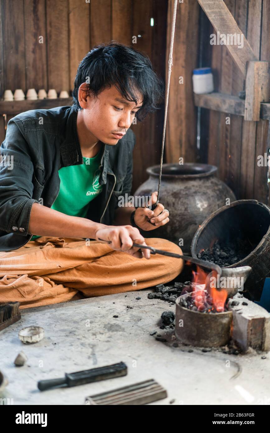 Silver factory, Inle lake, Myanmar, Asia Stock Photo - Alamy