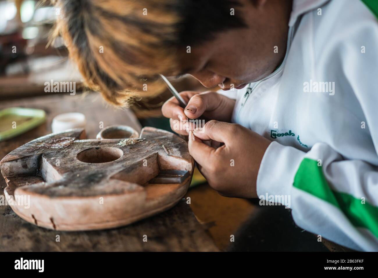 Silver factory, Inle lake, Myanmar, Asia Stock Photo - Alamy
