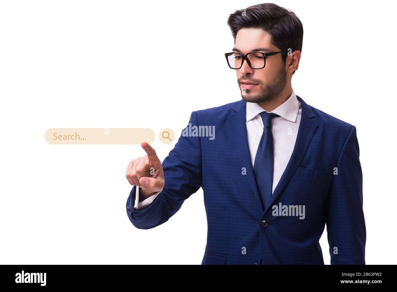 Businessman pressing network concept Cut Out Stock Images & Pictures ...
