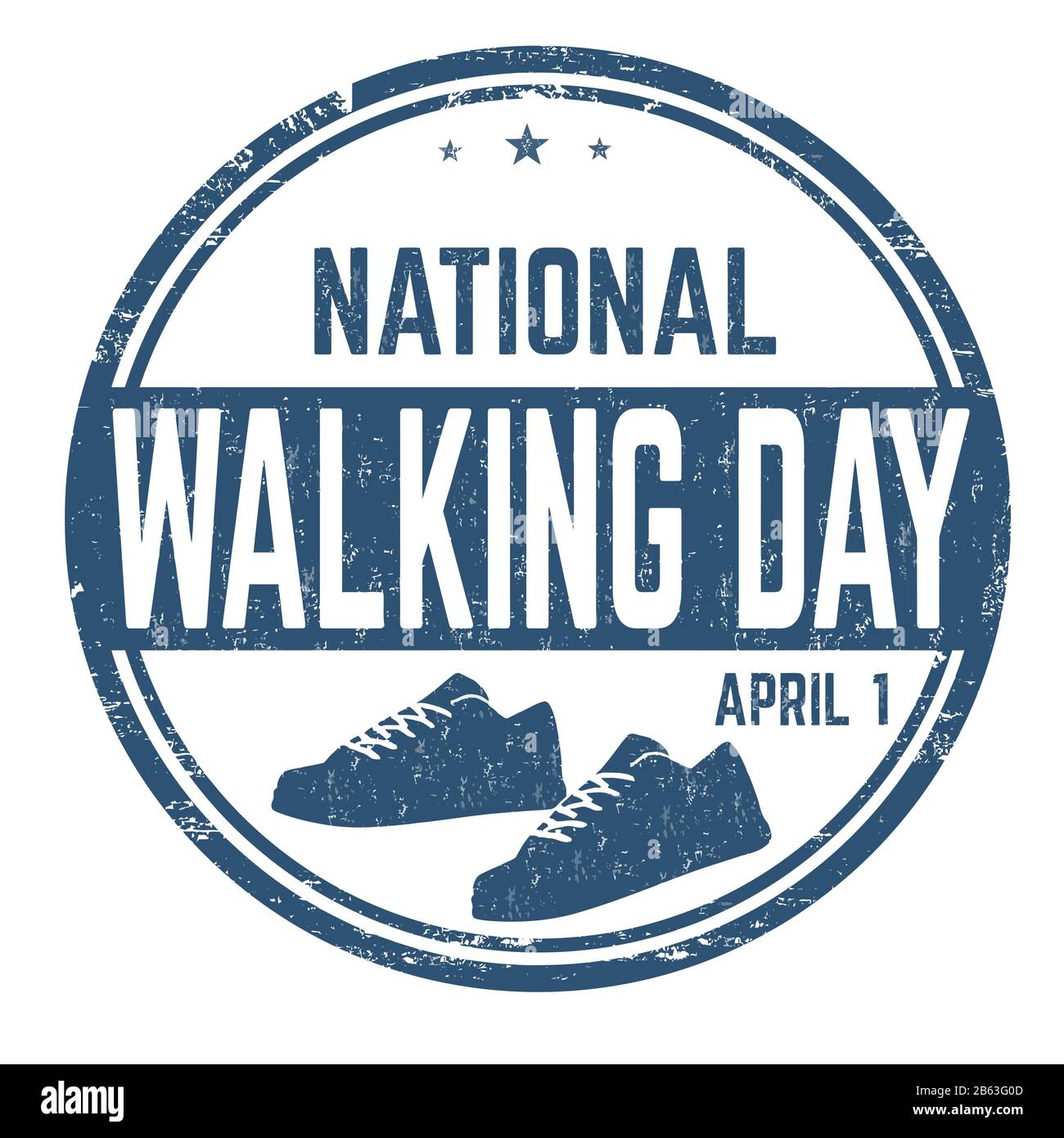 National walking day sign or stamp on white background, vector ...