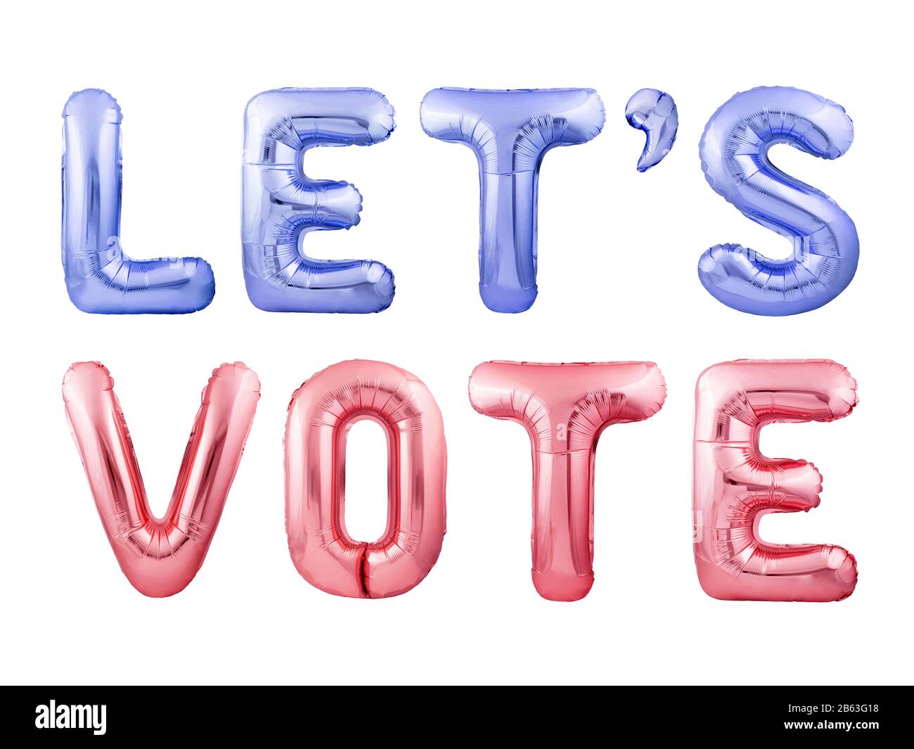 Let's vote words made of red and blue inflatable balloons isolated on ...