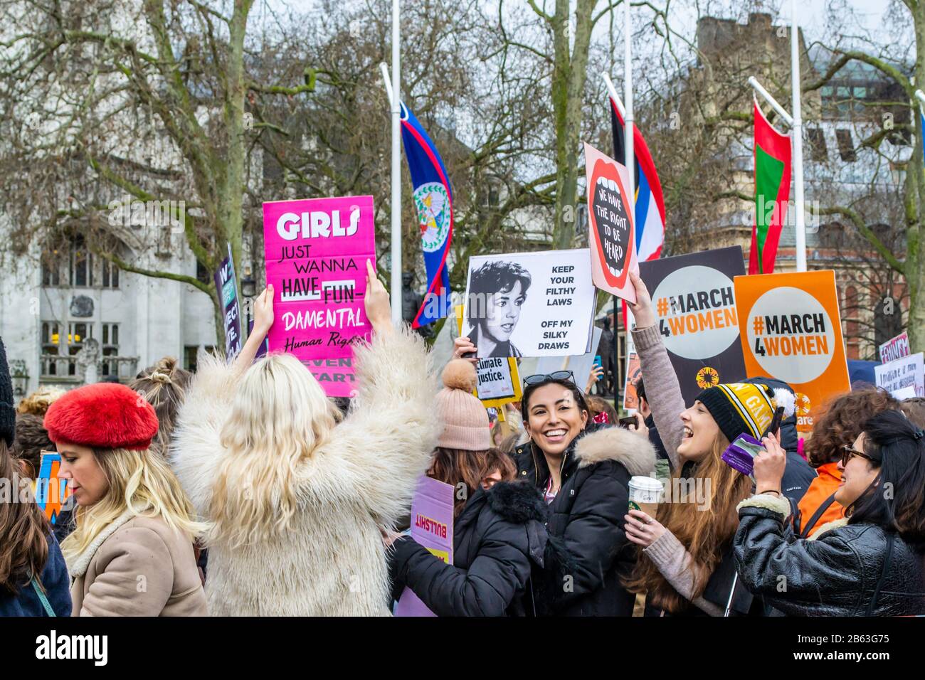 LONDON/ENGLAND – MARCH 8th 2020: Protesters at the MARCH 4 WOMEN ...