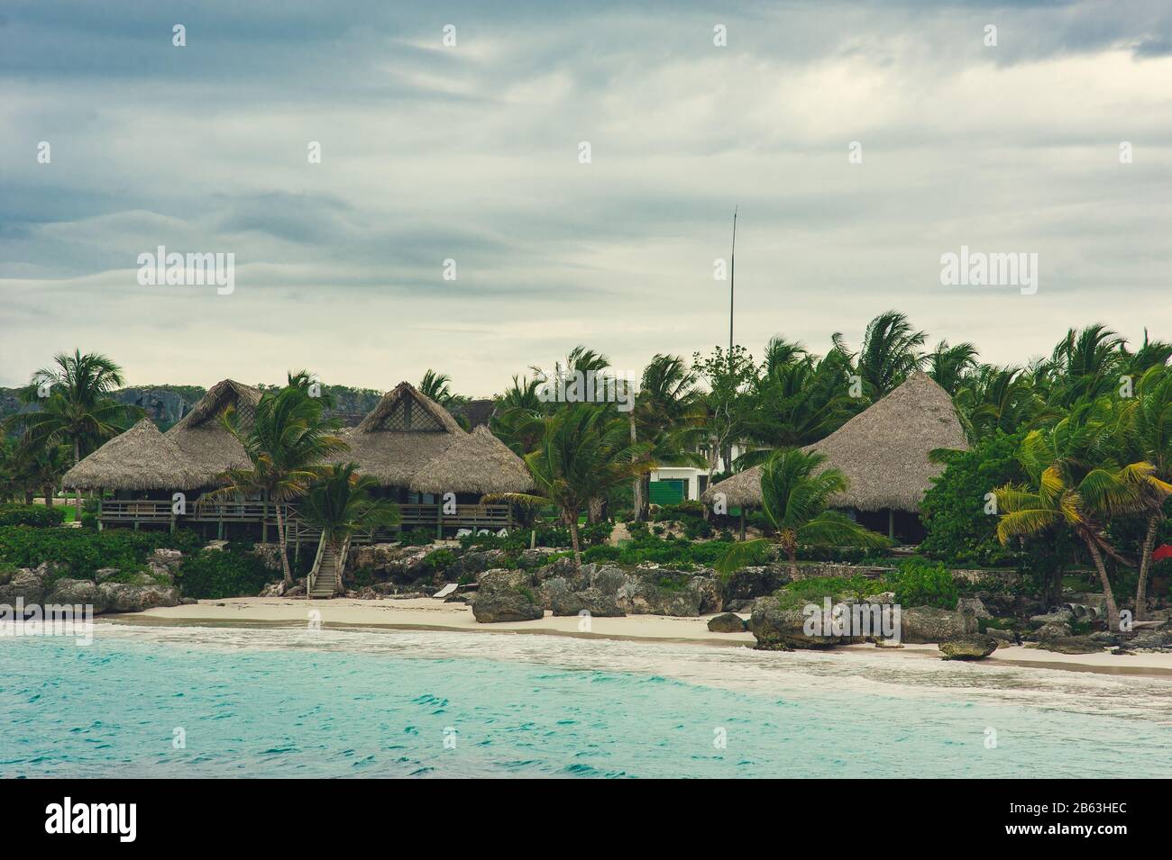 Relaxing on remote Tropical Paradise beach in Dominican Republic ...