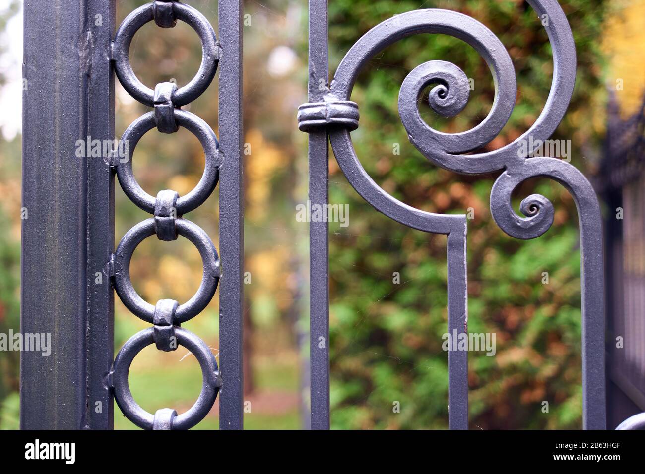 Part of decorative metal fence Stock Photo - Alamy