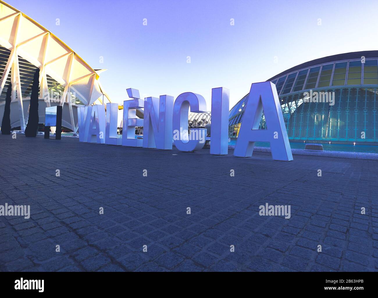 Valencia sign in the City of Arts and Sciences (Spanish: Ciudad de las ...