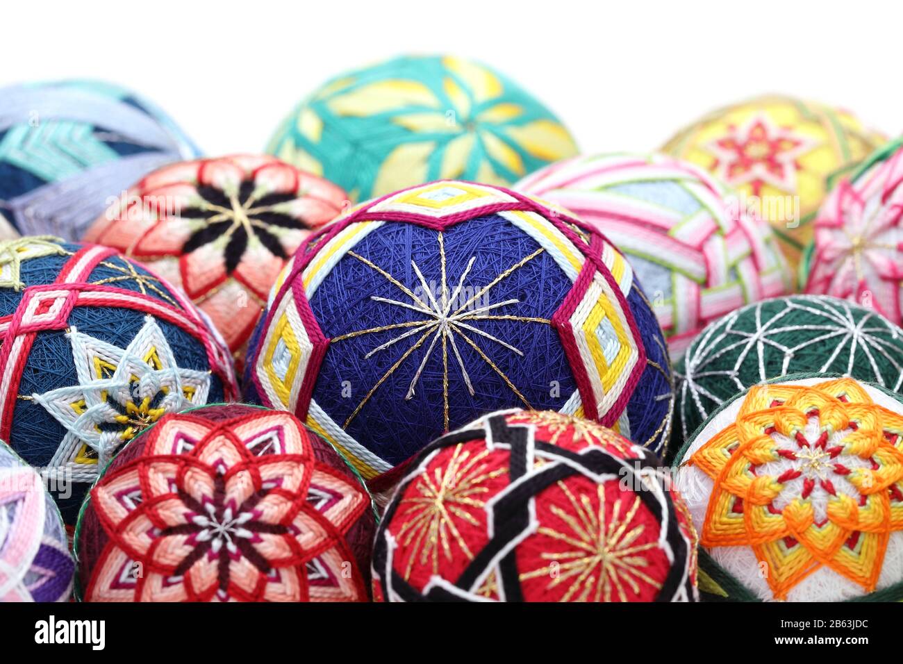 Japanese traditional colorful temari ball on a white backgrund Stock ...
