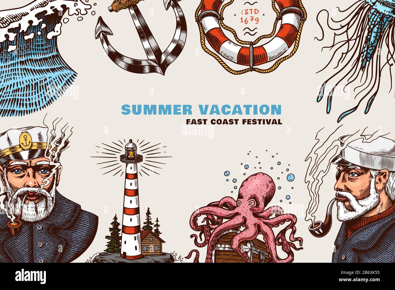 Traditional sailing ship waves Stock Vector Images - Alamy