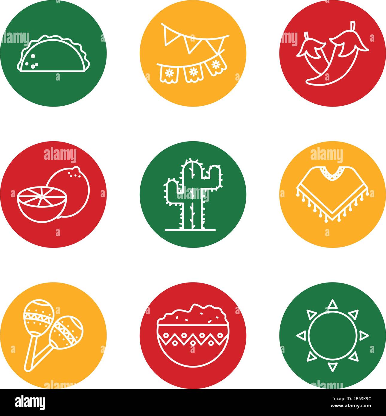 Mexican block style icon set design, Mexico culture tourism landmark ...