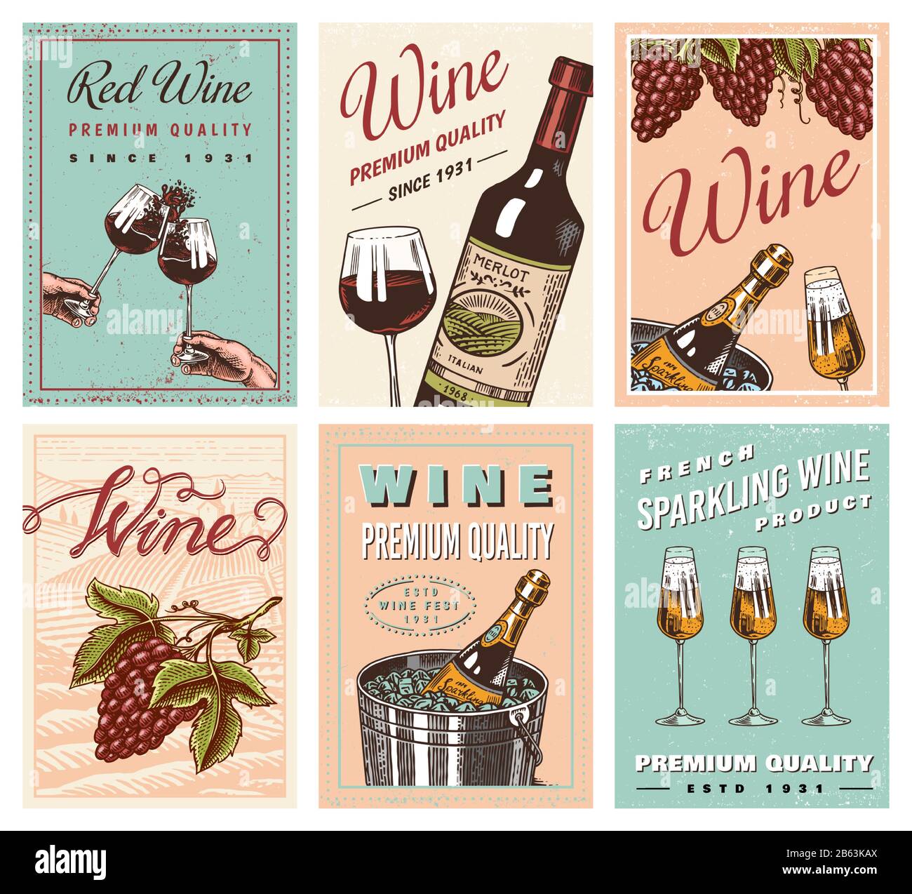 Wine posters or vineyard banners. Sparkling champagne background ...