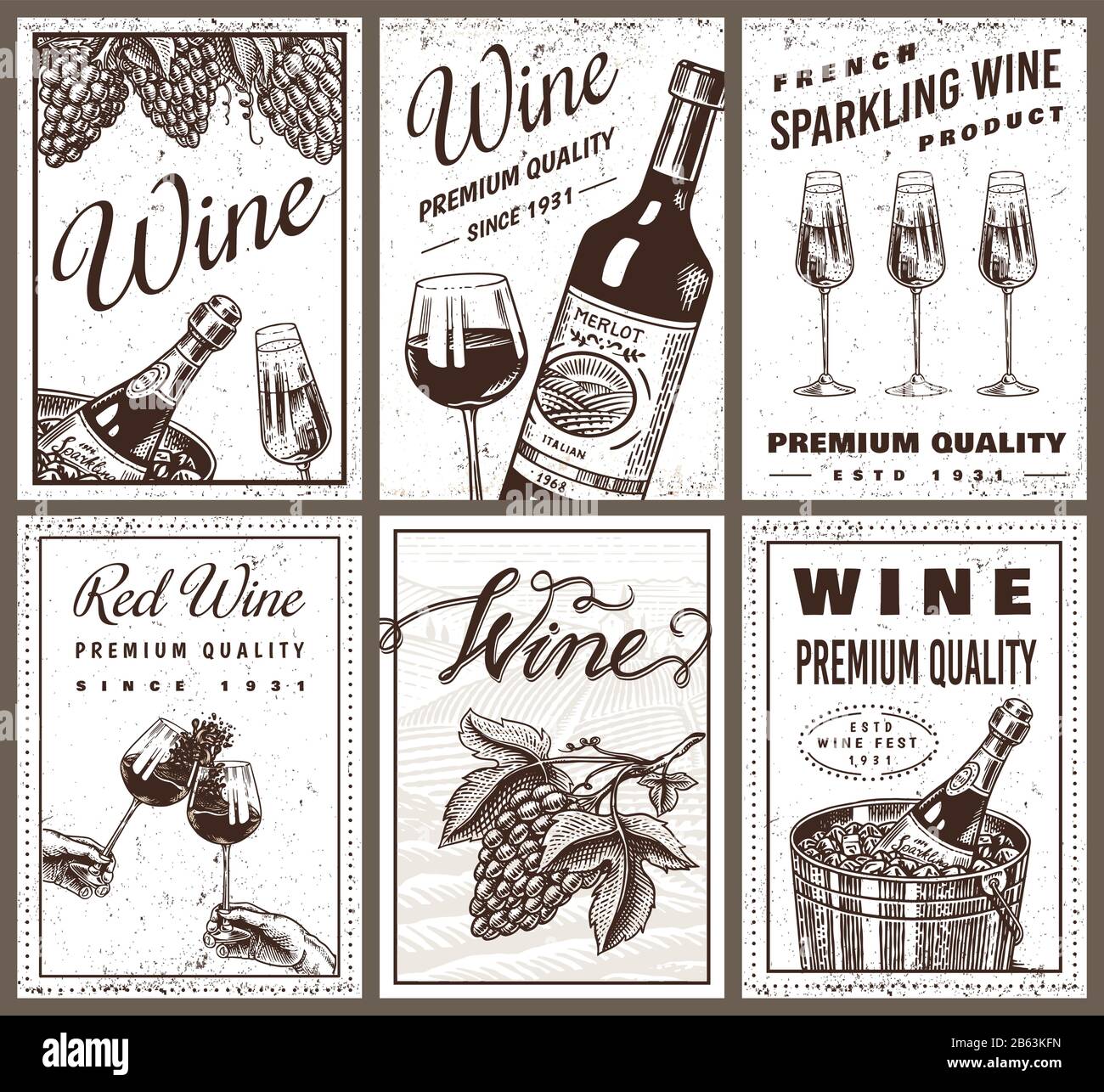 Wine posters or vineyard banners. Sparkling champagne background ...