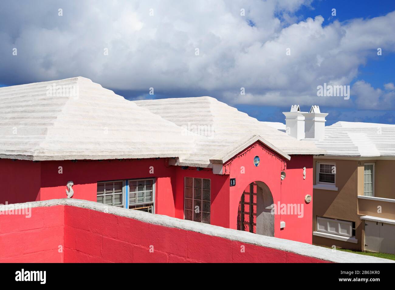 Pink house on St. David's Island, St. George's Parish, Bermuda Stock ...