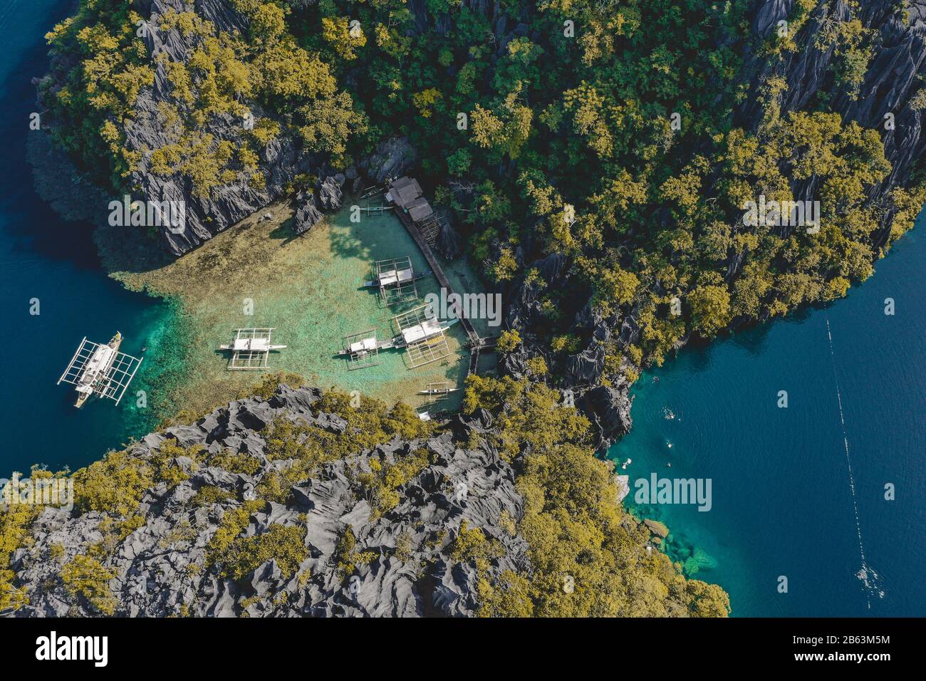 Aerial view of the Twin Lagoon in coron island, Palawan, Philippines ...