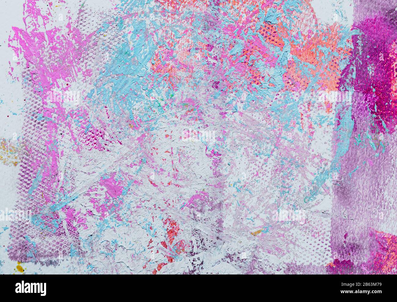 Colourful paint splashes on white paper background Stock Photo - Alamy