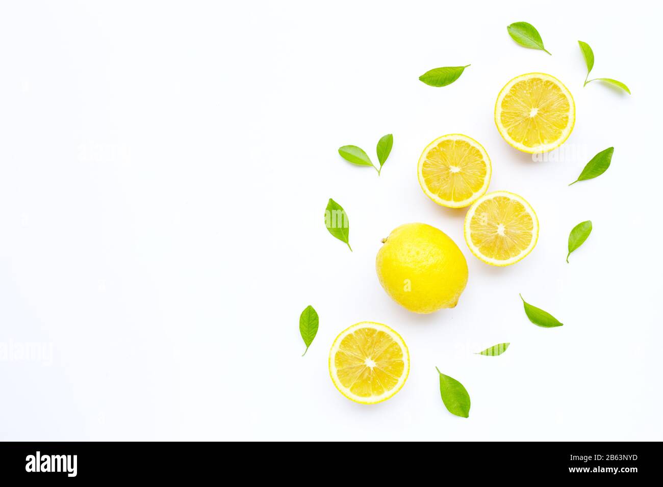 Fresh lemon on white background Stock Photo - Alamy