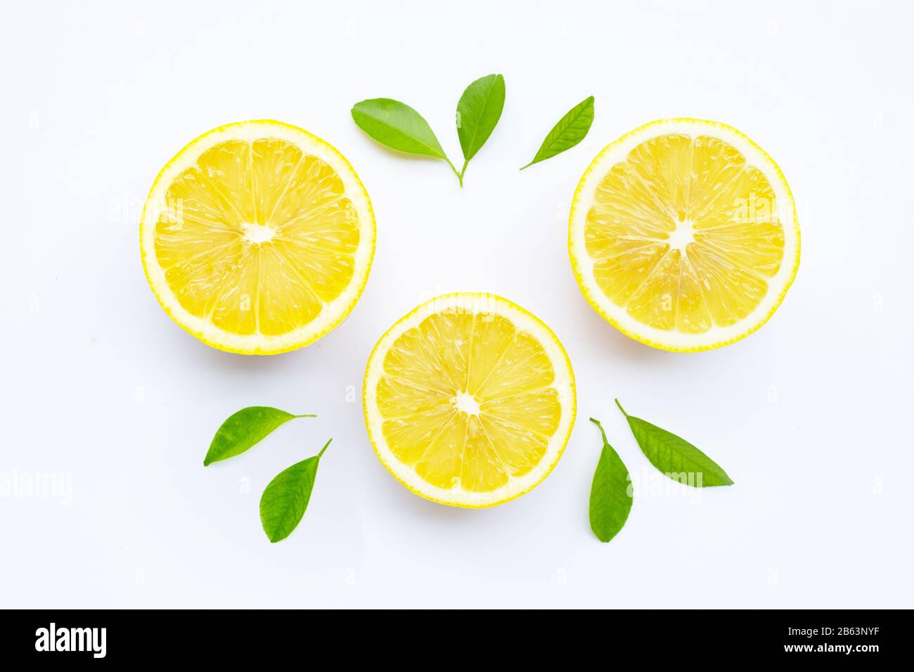 Fresh lemon on white background Stock Photo - Alamy