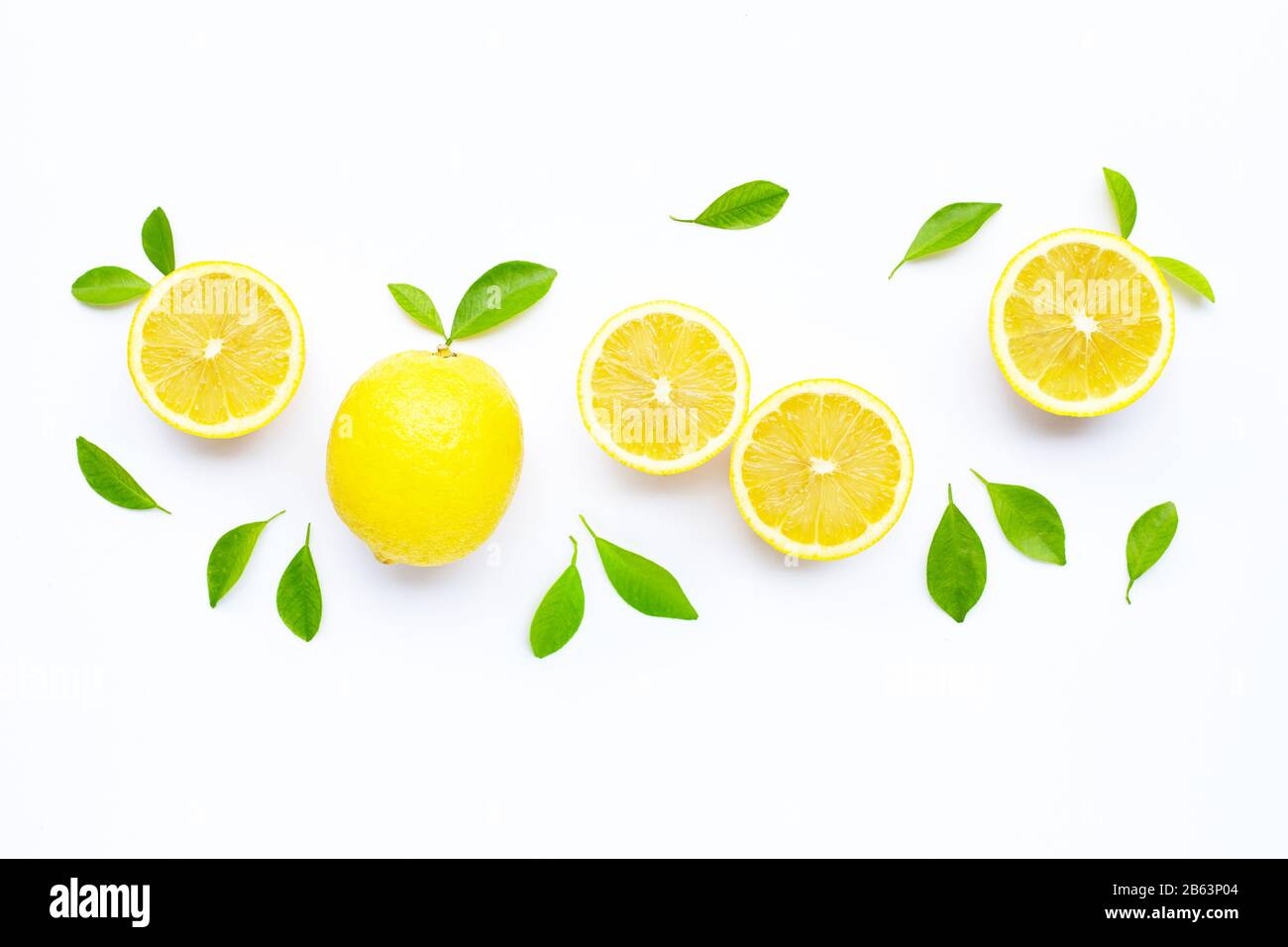 Fresh lemon on white background Stock Photo - Alamy
