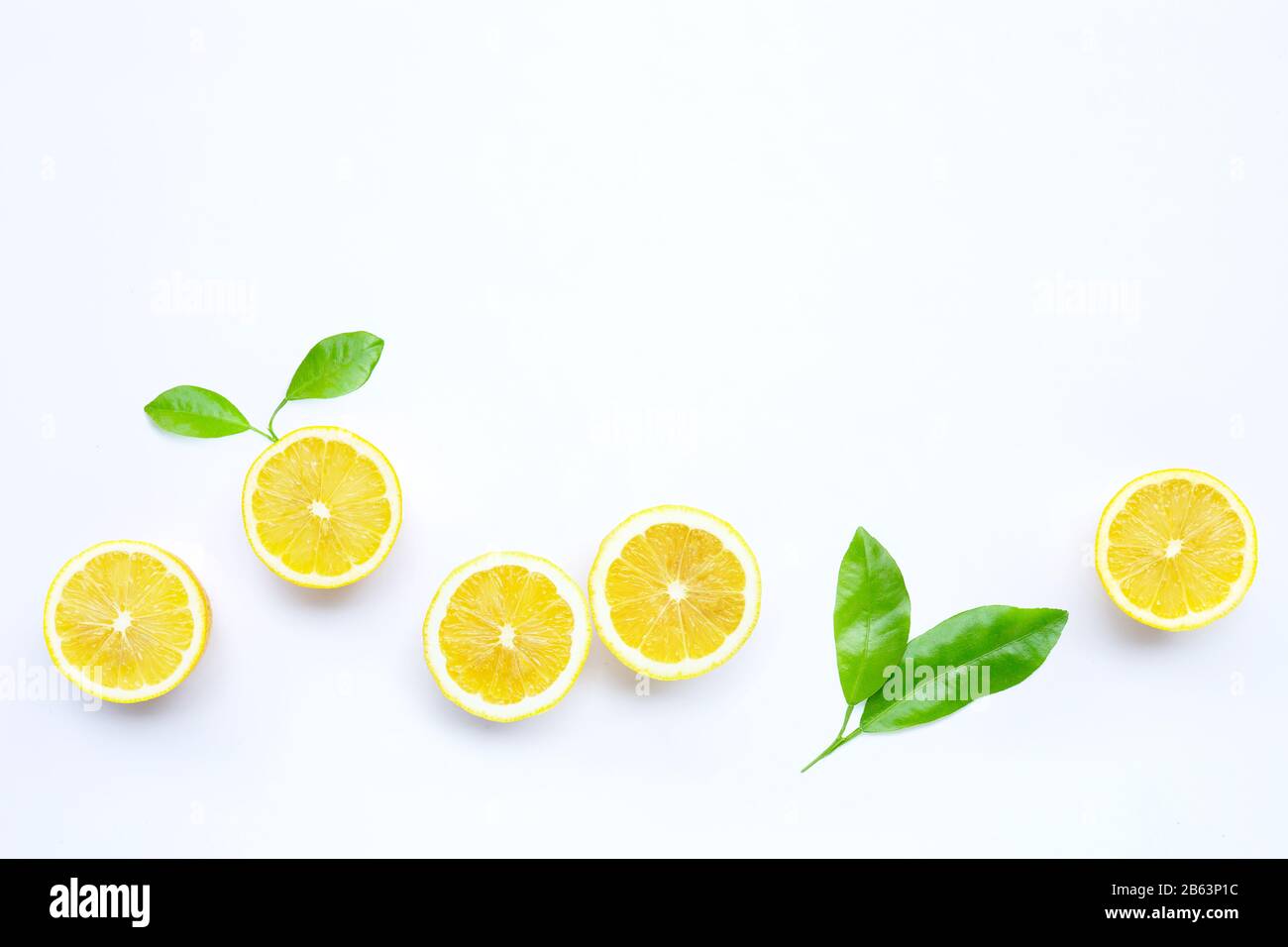 Fresh lemon on white background Stock Photo - Alamy