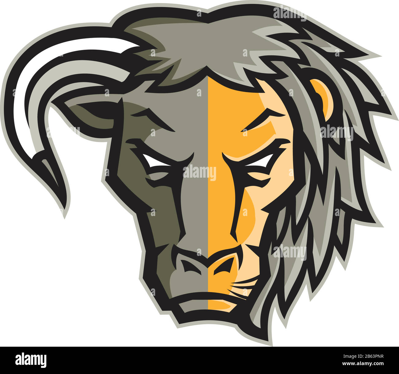 Mascot icon illustration of head of a half bull half lion viewed from ...