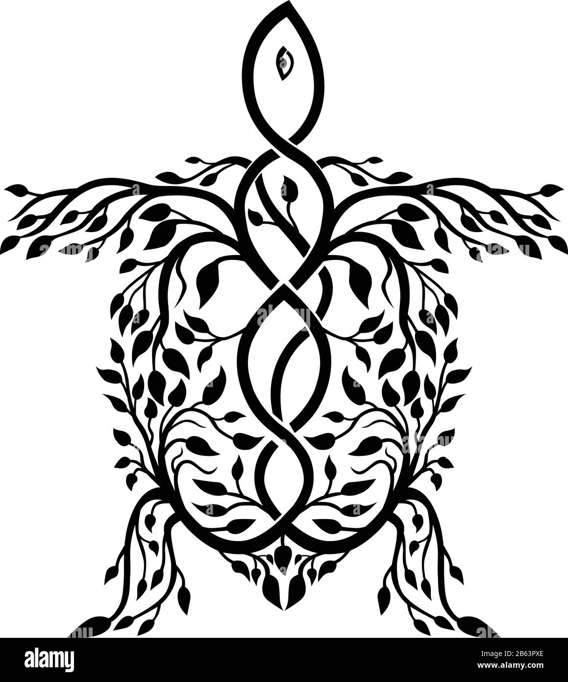 Celtic knot stylized illustration of a sea turtle done in plait work or ...