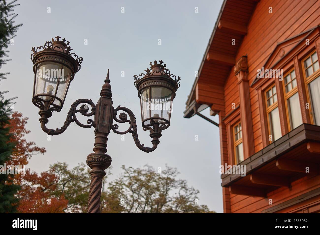 Decorative street pole lamp close up Stock Photo - Alamy