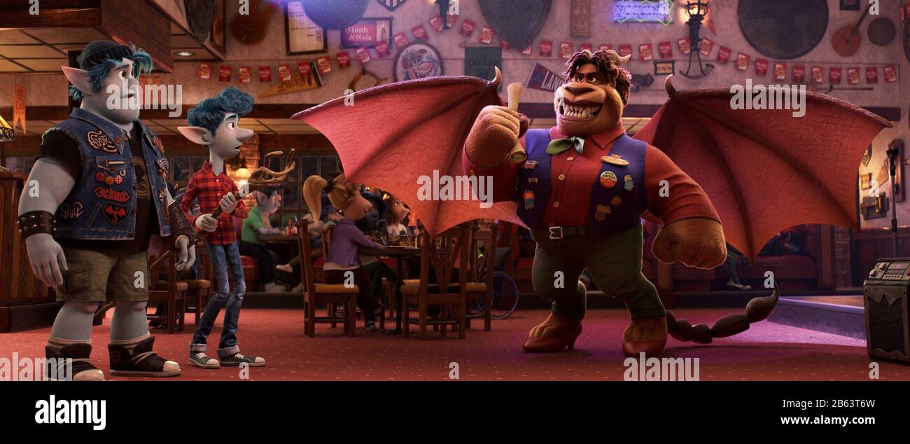 ONWARD, from left: Barley Lightfoot (voice: Chris Pratt), Ian Lightfoot ...