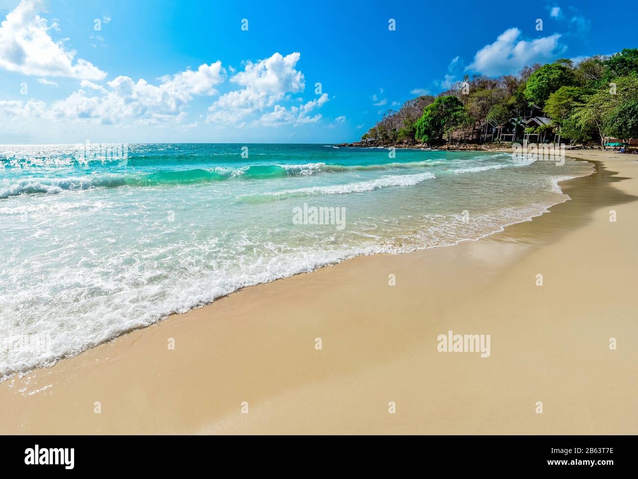 View of sea waves on sand beach water and coast seascape / Beautiful ...