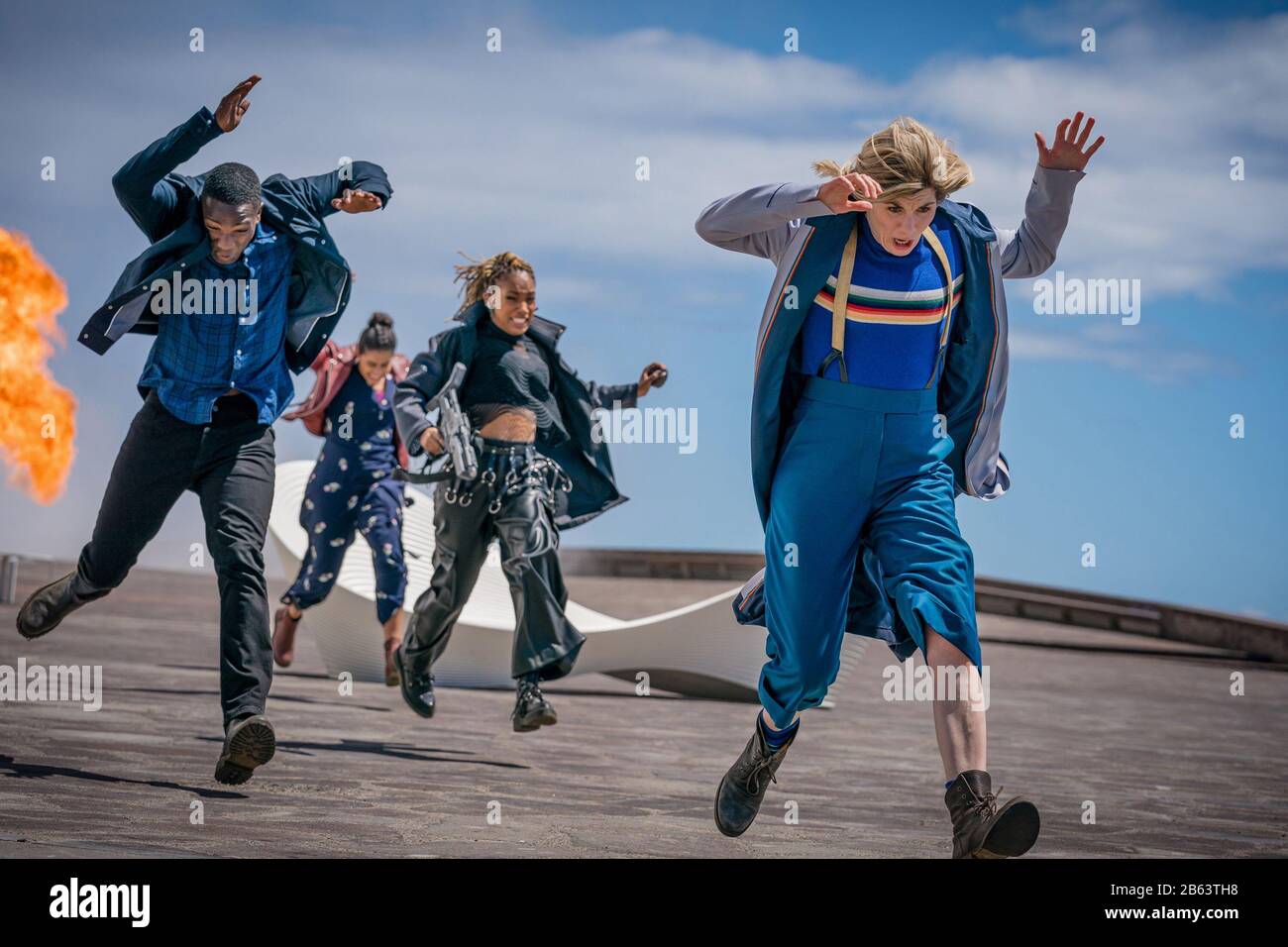 DOCTOR WHO, from left: Tosin Cole, Mandip Gill, Gia Re, Jodie Whittaker ...