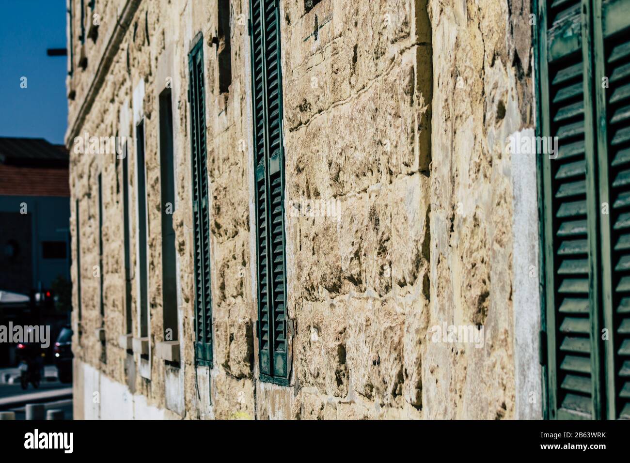 Paphos Cyprus March 09, 2020 View of a facade of a modern building in ...
