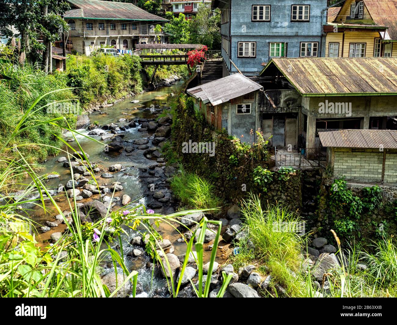 Stream and Buildings in the Town of Banaue, Philippines Stock Photo - Alamy