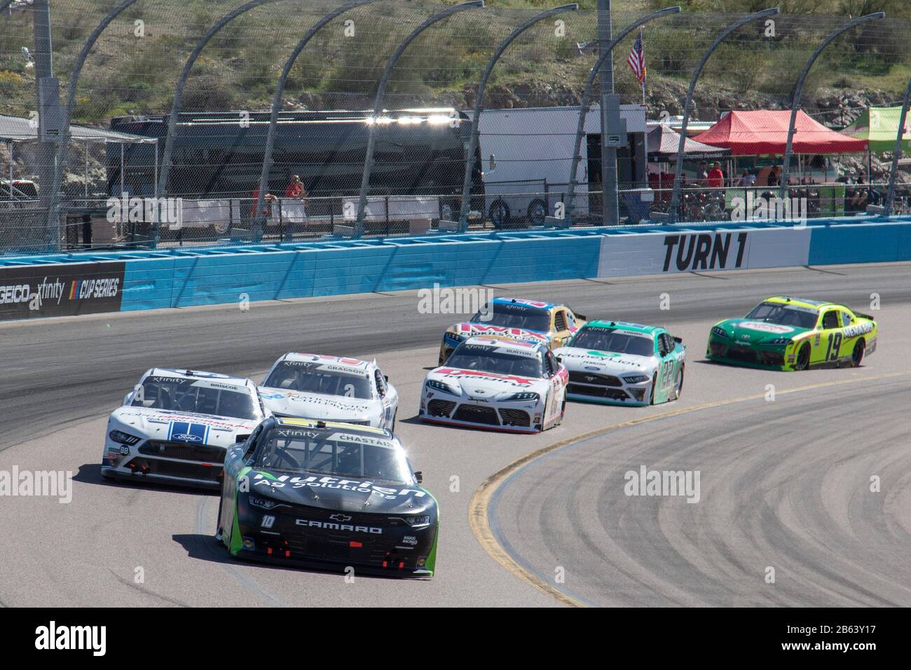 Avondale, Arizona, USA. 7th Mar, 2020. Ross Chastain (10) races for ...