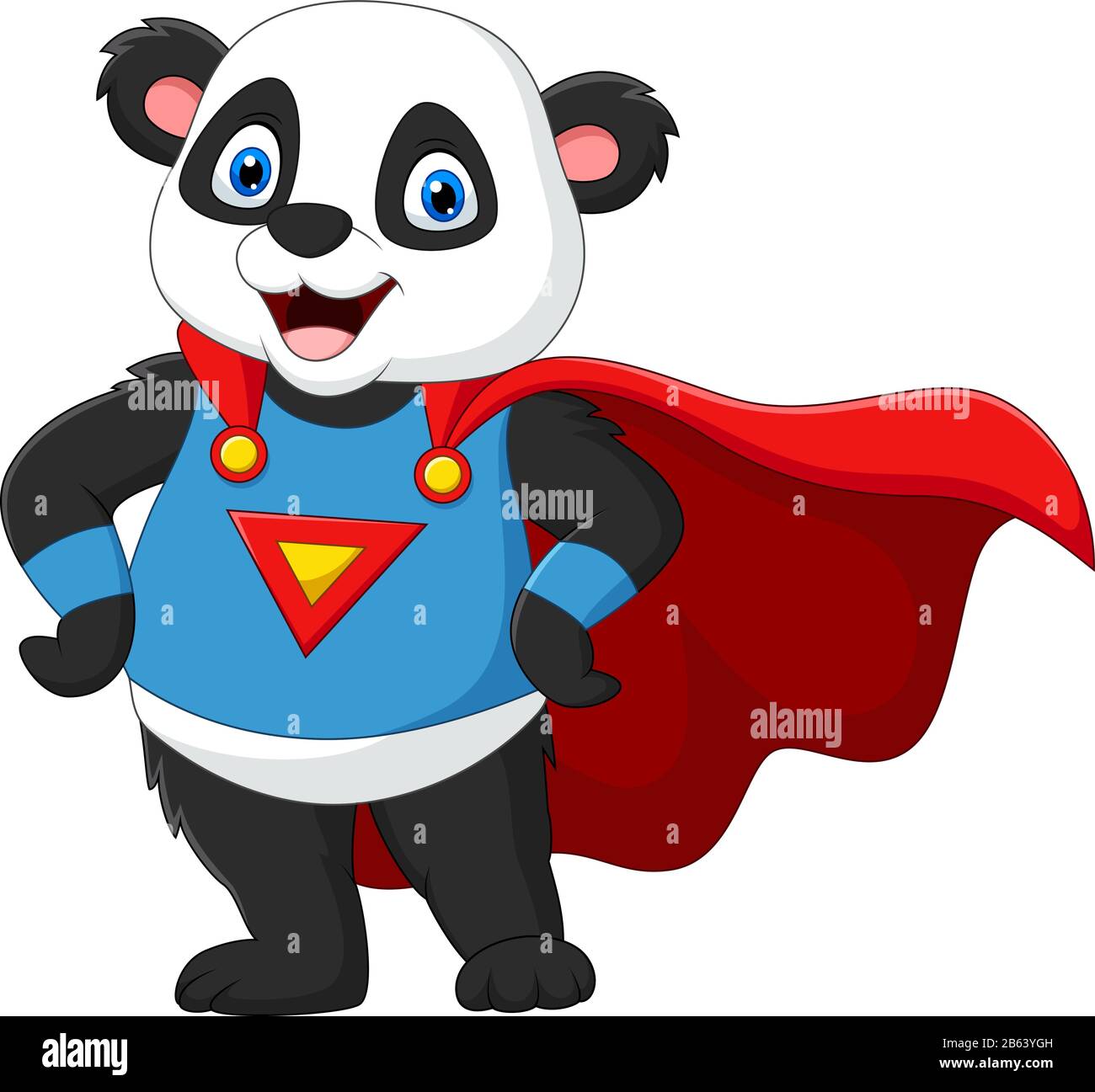 Cartoon superhero panda posing with a red cloak Stock Vector Image ...