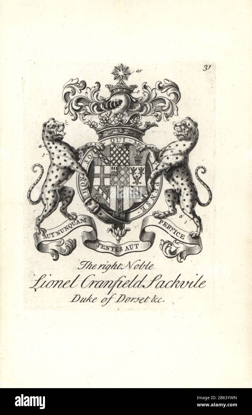 Coat of arms and crest of the right noble Lionel Cranfield Sackville ...