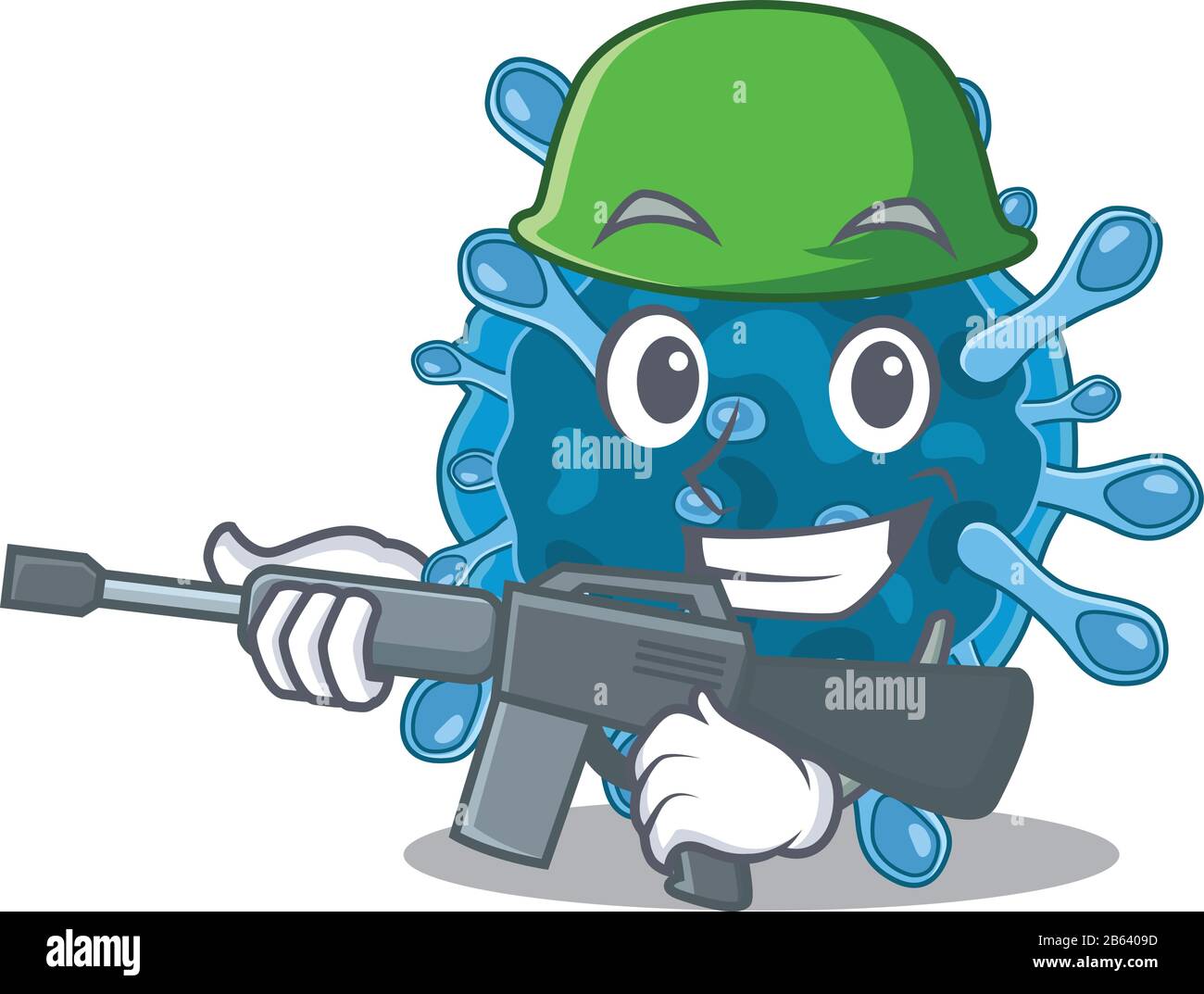 A picture of microscopic corona virus as an Army with machine gun Stock ...