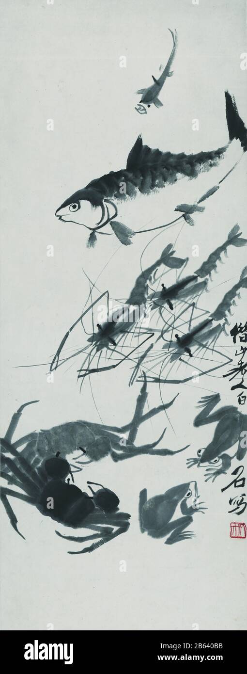Qi Baishi Ink Painting Chinese Shrimp and Crab Stock Photo - Alamy