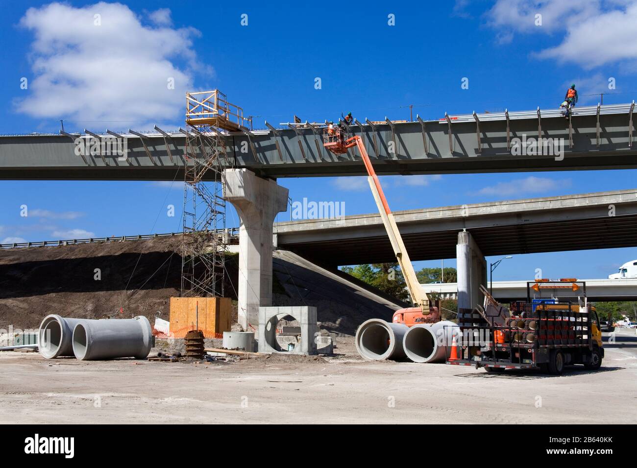 Construction of Freeway # 4 connector, Downtown Orlando, Florida, USA ...