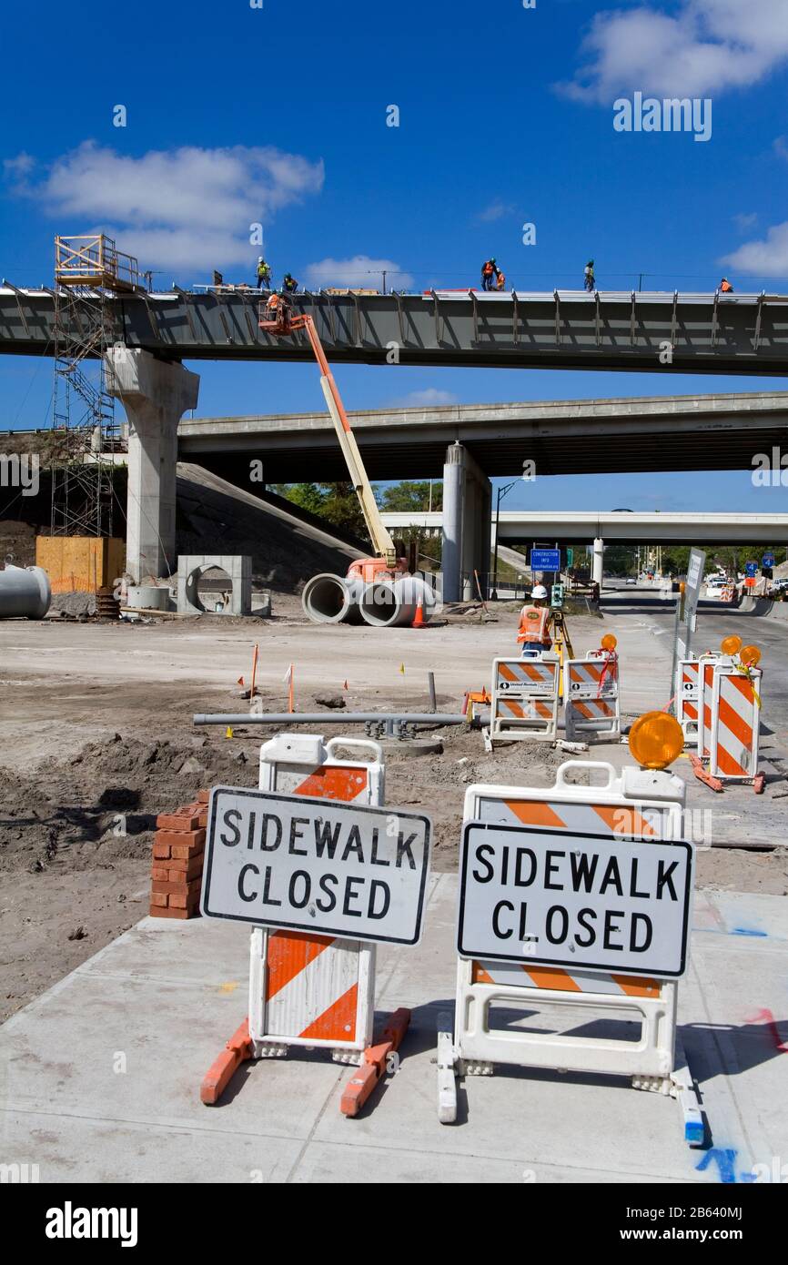 Construction of Freeway # 4 connector, Downtown Orlando, Florida, USA ...